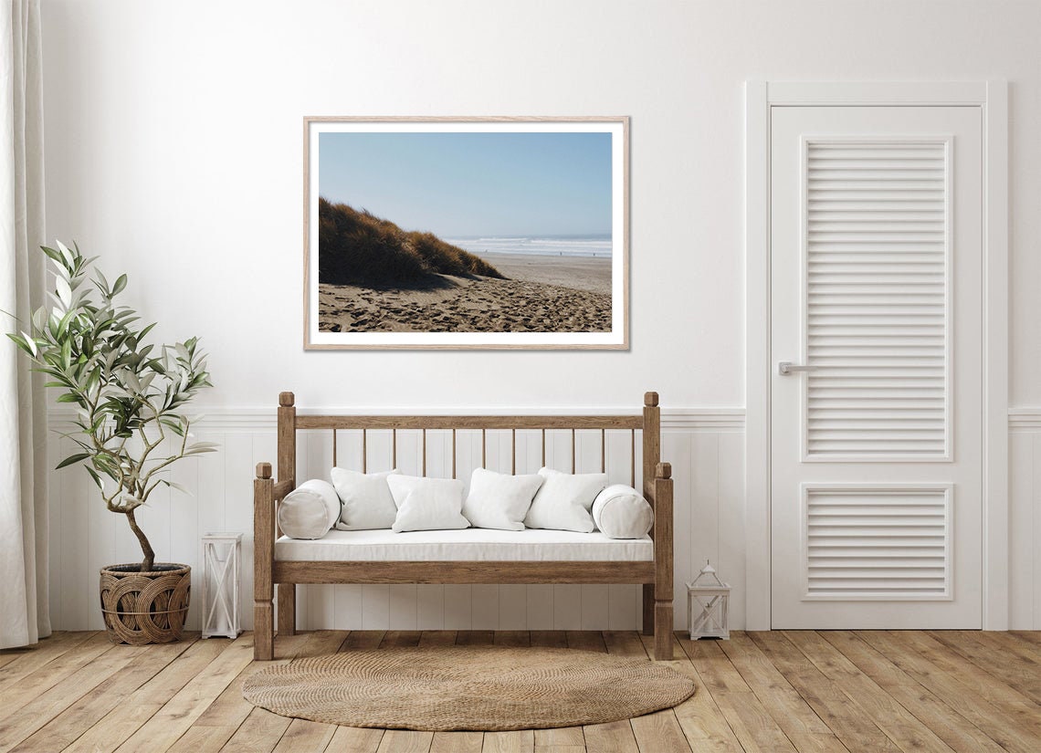 Neutral Coastal Art, Soft Neutral Beach Print, Sand Dunes, Ocean Waves ...