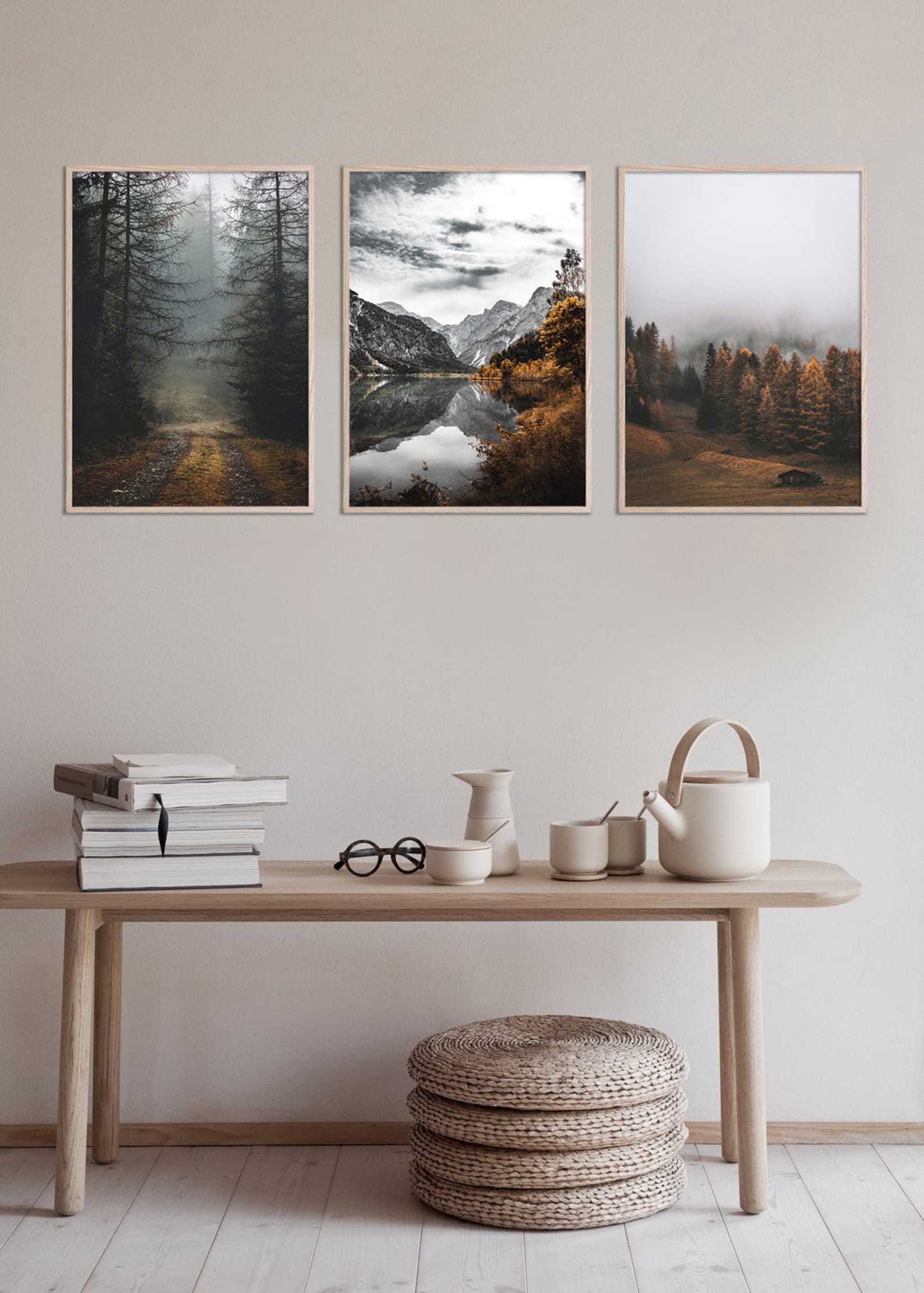 Forest Print Set of 3 Print Foggy Nature Poster Forest 3 Piece - Etsy