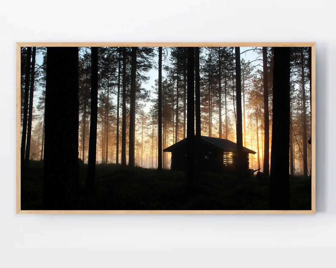 Samsung Frame TV Art Log Cabin Art for Frame Tv Rustic Home Decor Frame ...