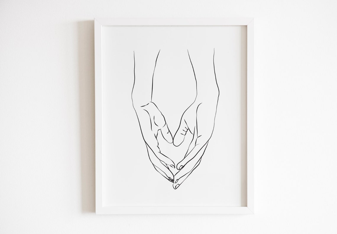 Holding Hands Line Art Print One Line Drawing Printable Wall - Etsy