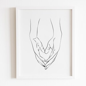 Holding Hands Line Art Print One Line Drawing, Printable Wall Art ...