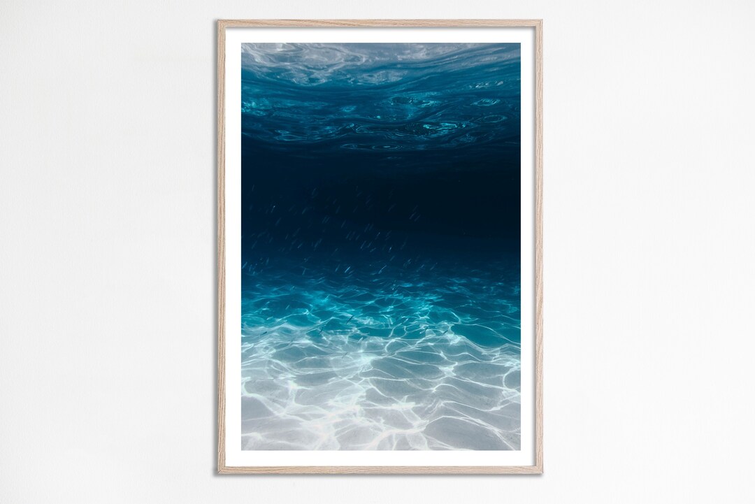 Underwater Photography Print, Ocean Wall Art Beach Themed Decor, Teal ...