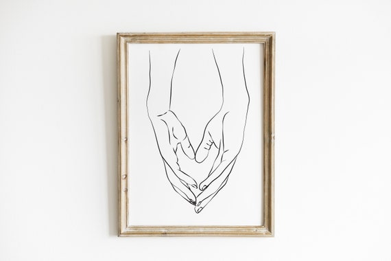 Holding Hands Line Art Print One Line Drawing Printable Wall - Etsy