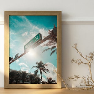 Ocean Drive Sign Print, Miami Ocean Drive Street Sign, Ocean Drive ...