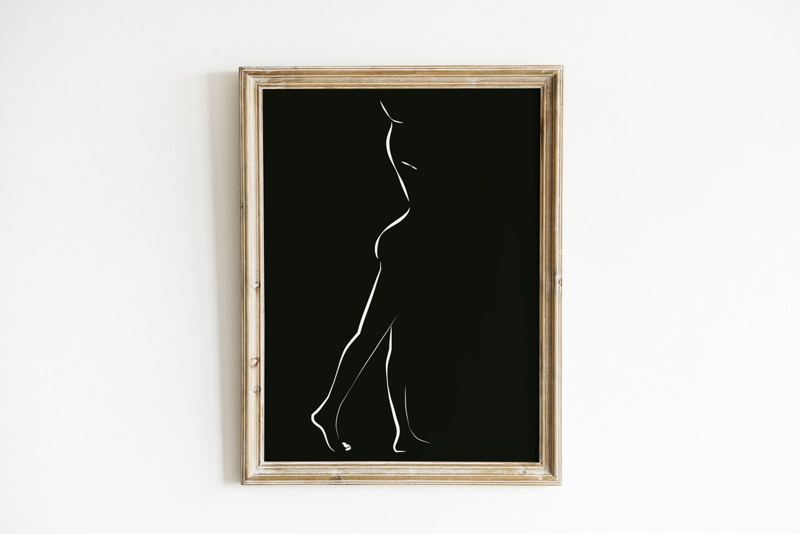 Female Body Outline, Woman Figure Print, Body Contour Naked Woman Print ...
