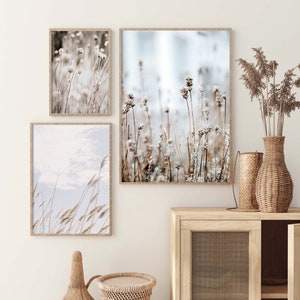 Set of 3 Wildflower Prints, Pampas Grass Print Set, Printable Wall ...