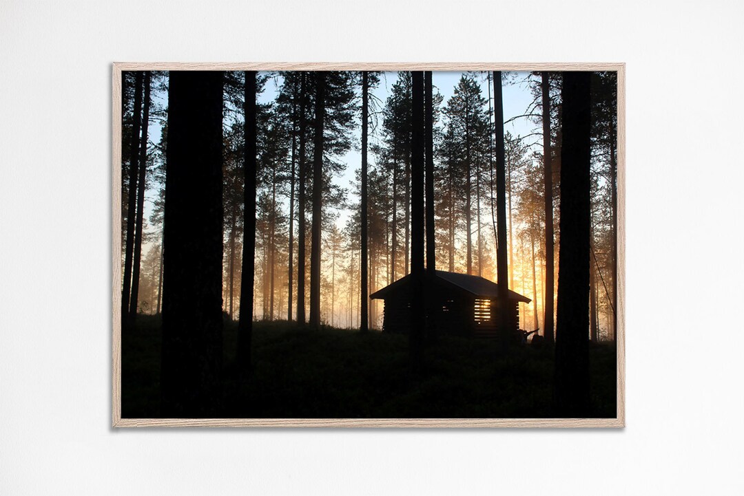 Rustic Cabin in the Woods, Log Cabin Print, Rustic Decor Forest ...