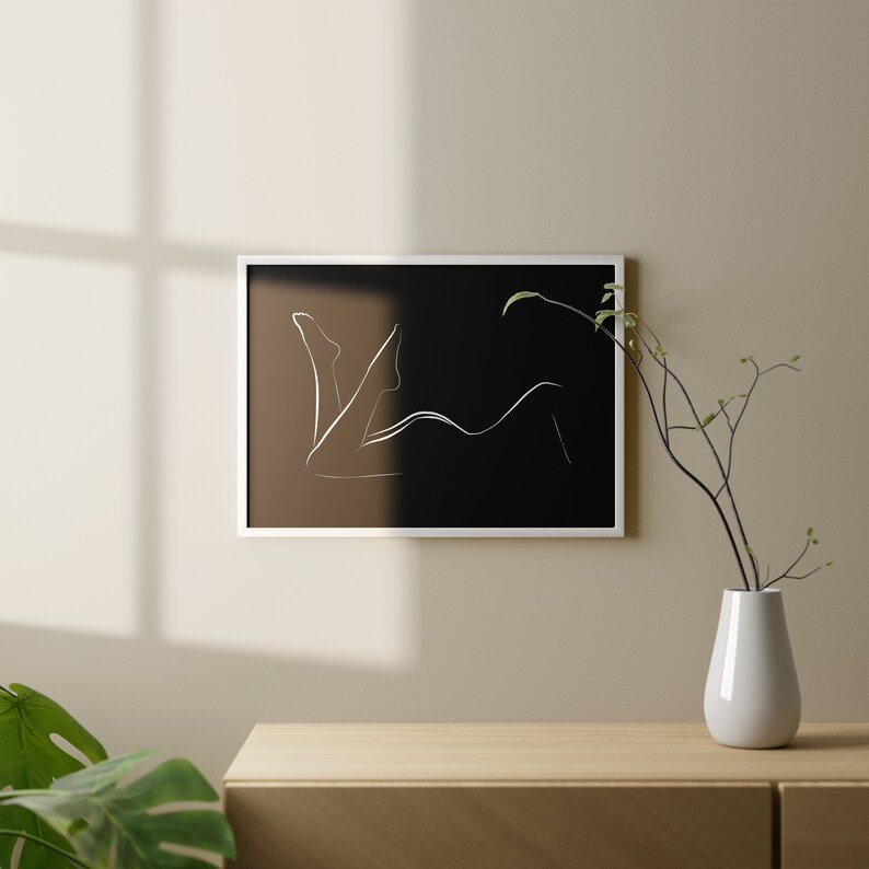 Female Body Outline Curvy Woman Body Contour Horizontal | Etsy