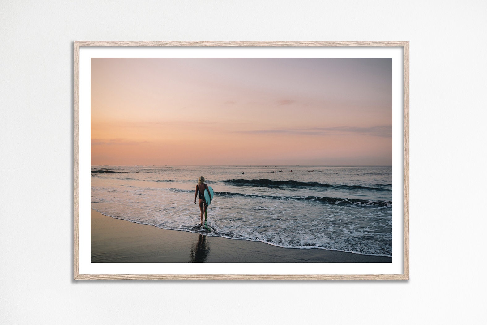 Surf Girl Print, Ocean Sunset Wall Art, Girl in Swimwear With Surfboard ...
