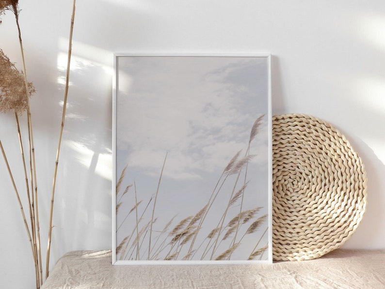 Boho Neutral Botanical Print Pampas Grass Printable Wall Art Neutral ...