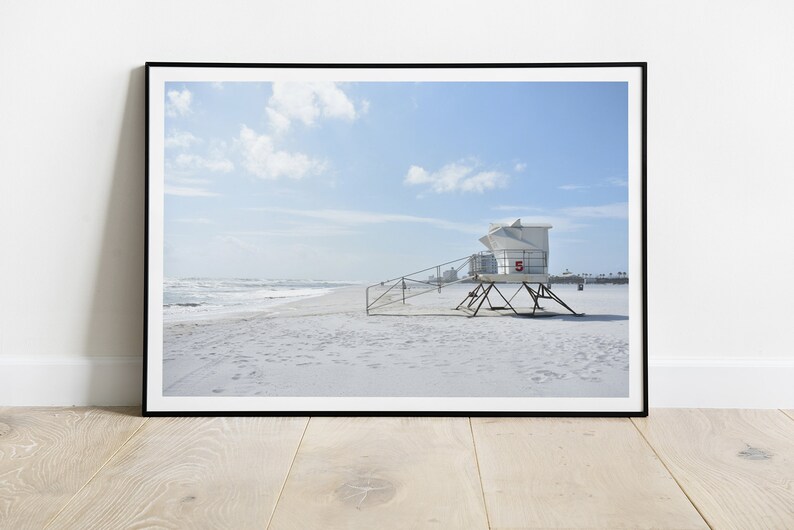 Pastel Lifeguard Tower Print, Soft Tones Ocean Lifeguard Poster ...