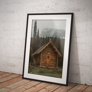 Primitive Rustic Country Log Cabin Print Pine Trees Print Christmas ...