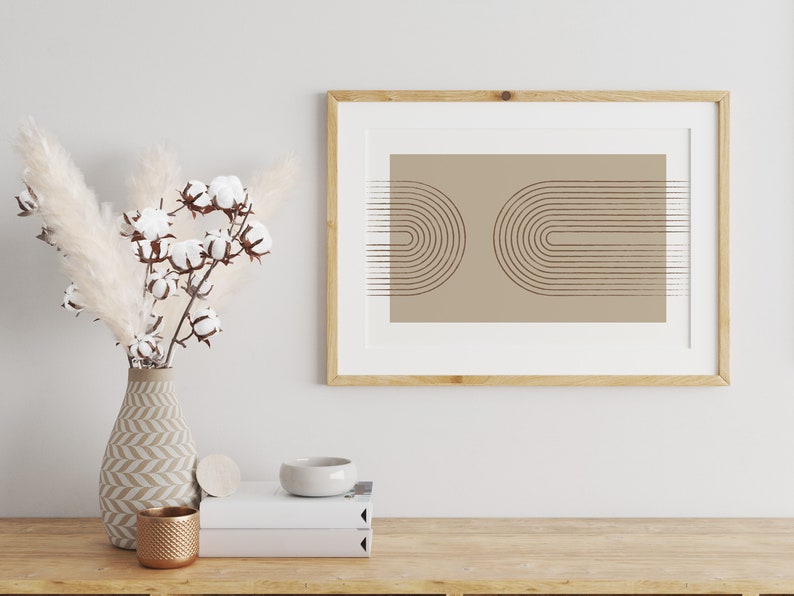 Neutral Beige Boho Poster Modern Rainbow Neutral Balanced | Etsy