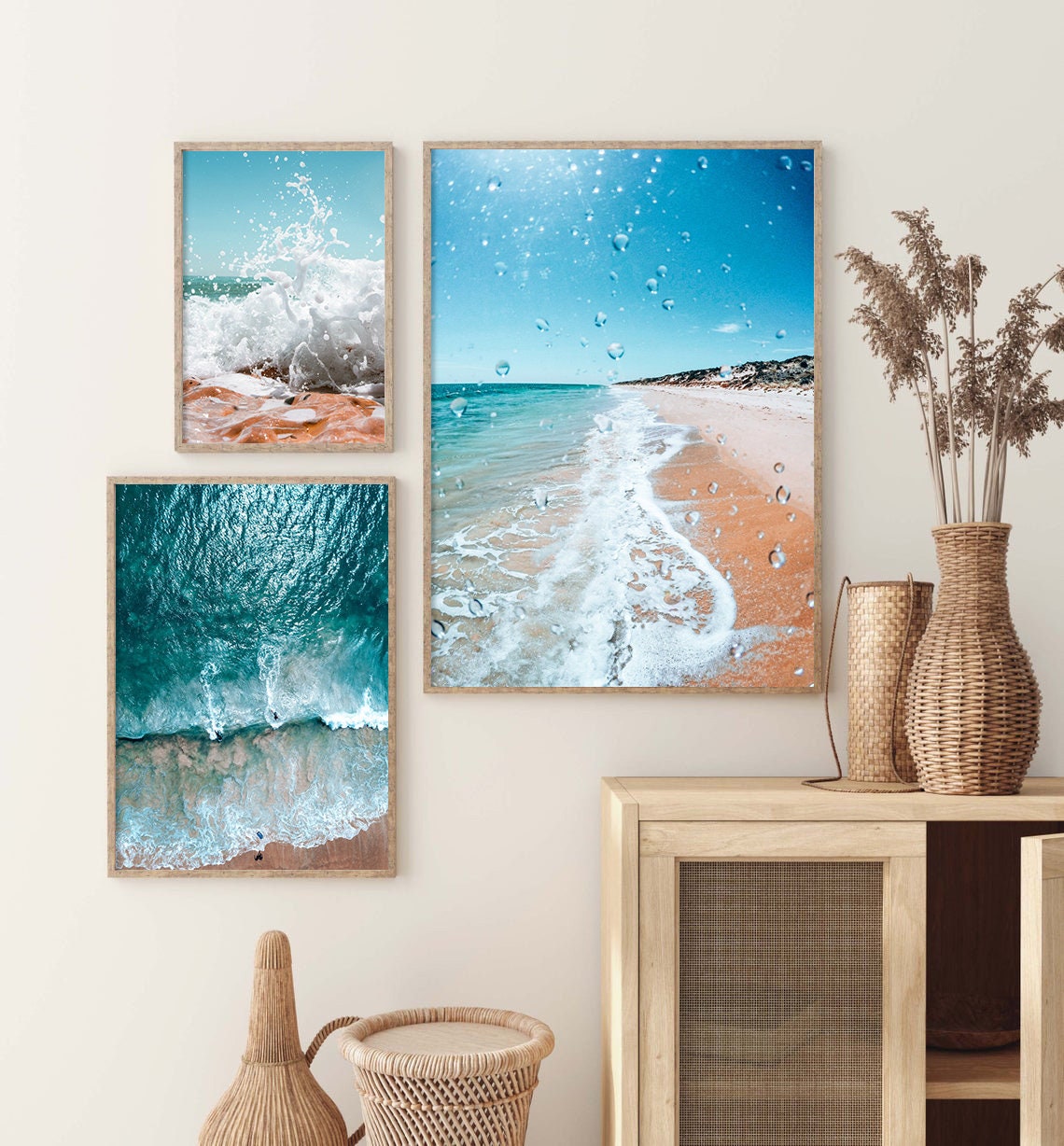 Beach Wall Art Set of 3 Ocean Prints, Sea Photography Ocean Waves Print ...