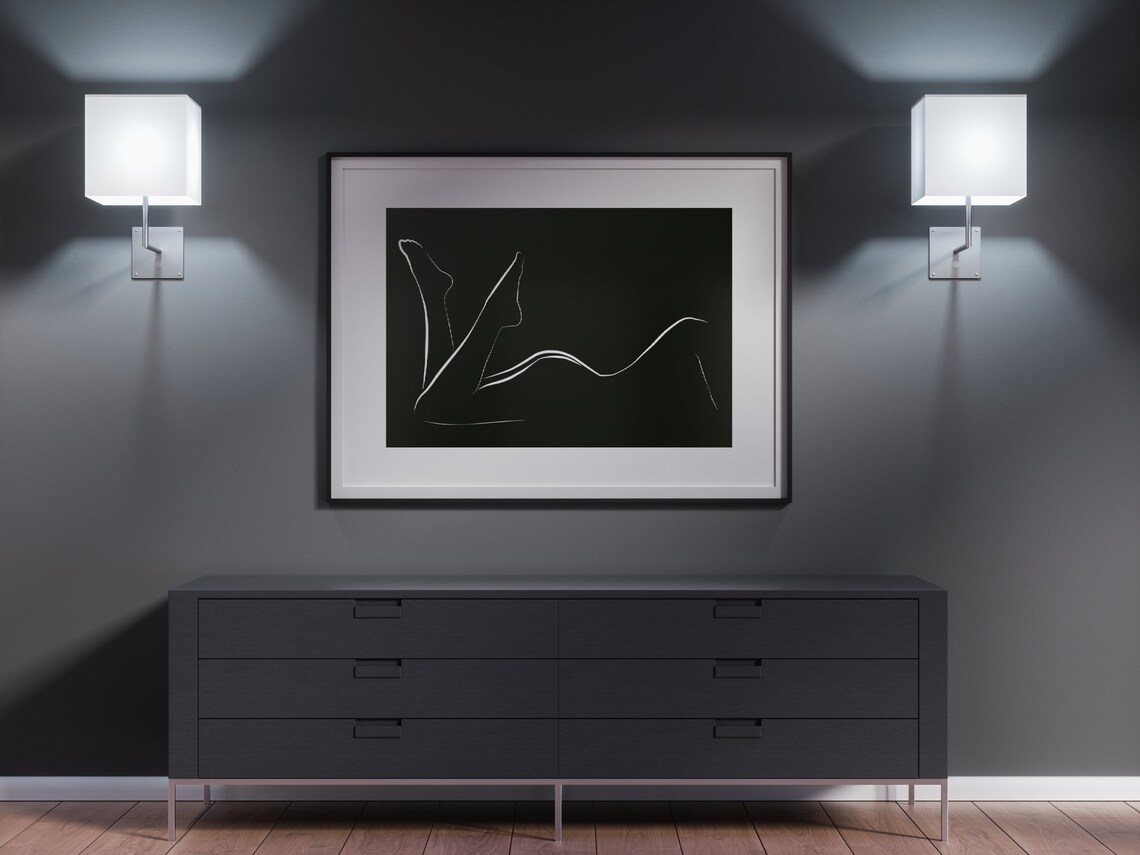 Female Body Outline Curvy Woman Body Contour Horizontal | Etsy