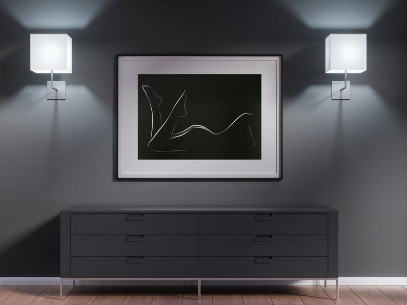 Female Body Outline Curvy Woman Body Contour Horizontal | Etsy