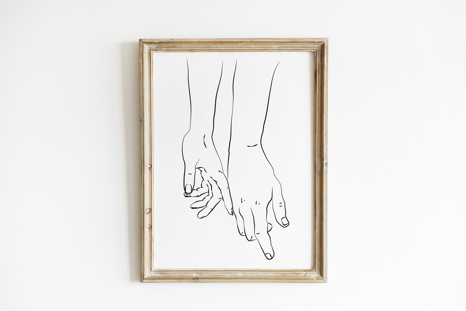 Two Hand Contour Drawing, Holding Hands Line Art, Modern Printable Wall ...