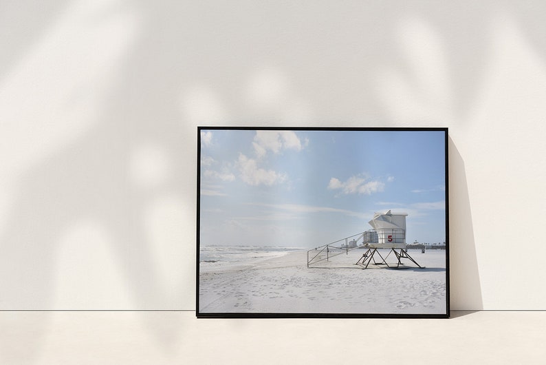 Pastel Lifeguard Tower Print, Soft Tones Ocean Lifeguard Poster ...
