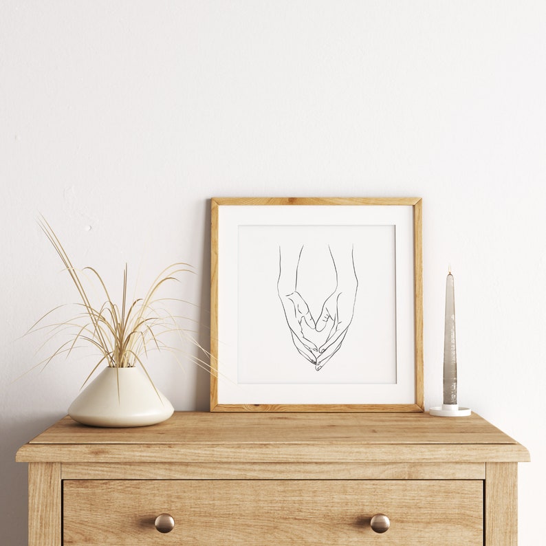 Holding Hands Line Art Print One Line Drawing Printable Wall - Etsy