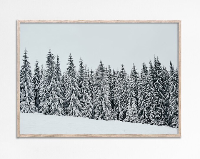 Winter Forest Print, Snowy Trees, Winter Wonderland Landscape ...