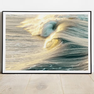 Ocean Waves Poster, Green Water Wall Art, Green Wave Coastal Wall Art ...