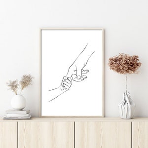 Father and Child Holding Hands Line Art, Family Line Art, Infant Hands ...