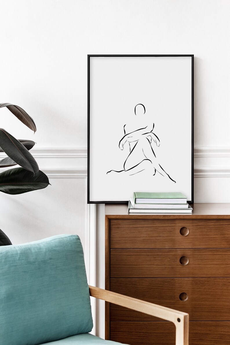 Aesthetic Poster, Body Outline, Line Art Body Drawing Printable Wall ...