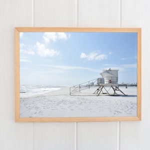 Pastel Lifeguard Tower Print, Soft Tones Ocean Lifeguard Poster ...