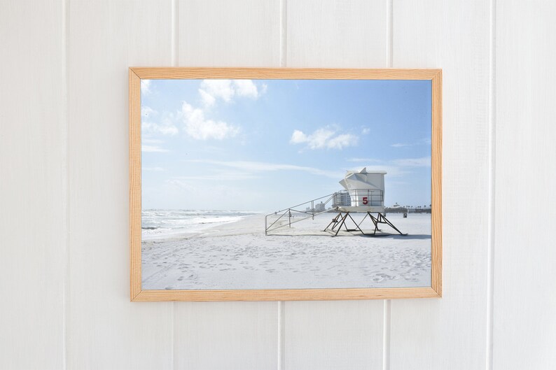 Pastel Lifeguard Tower Print, Soft Tones Ocean Lifeguard Poster ...