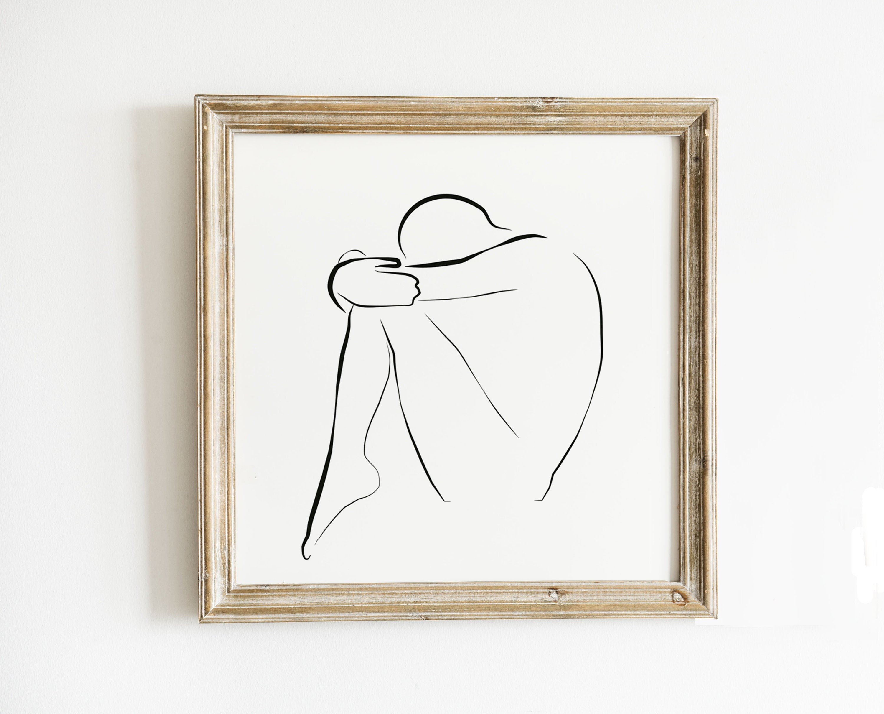 Minimalist Black and White Line Art Print Figure Line - Etsy