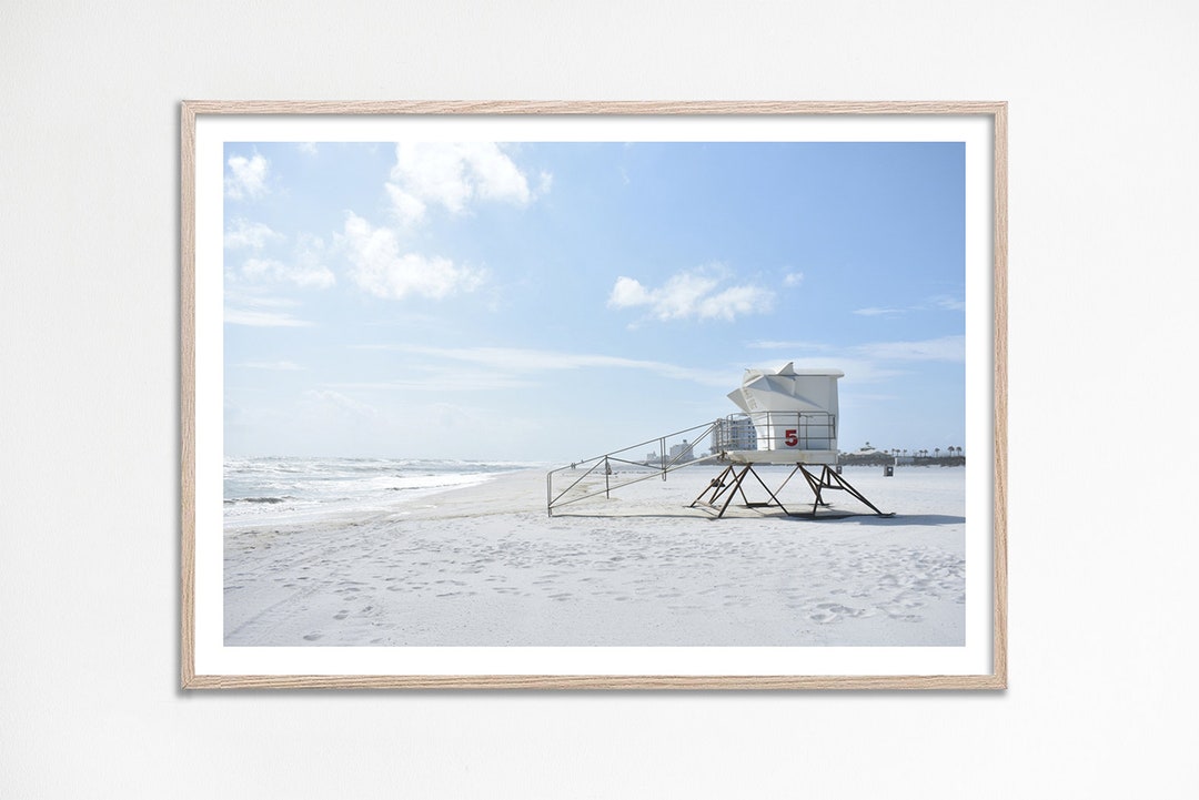 Pastel Lifeguard Tower Print, Soft Tones Ocean Lifeguard Poster ...