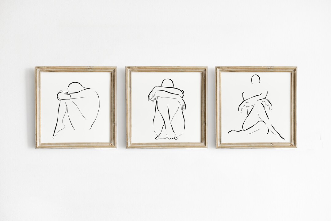 3 Piece Wall Art Line Art Printable Wall Art One Line Art - Etsy