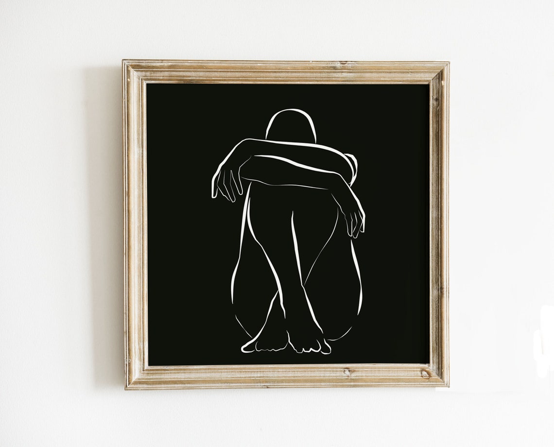 Aesthetic Art Body Outline Printable Wall Art Black Minimalist - Etsy