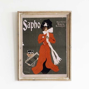 Collectible Vintage Theater Poster, Sapho Wall Art, Bohemian Printable ...