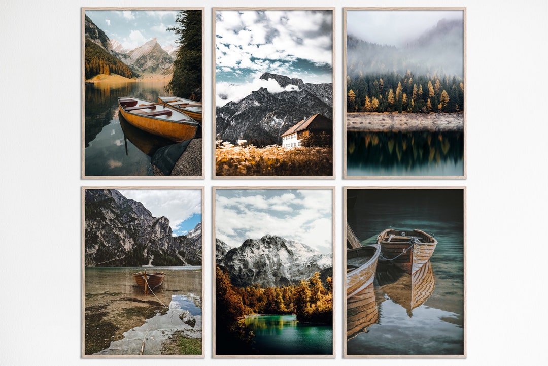 Set of 6 Nature Prints Rustic Lake Printable Photography Lake House ...