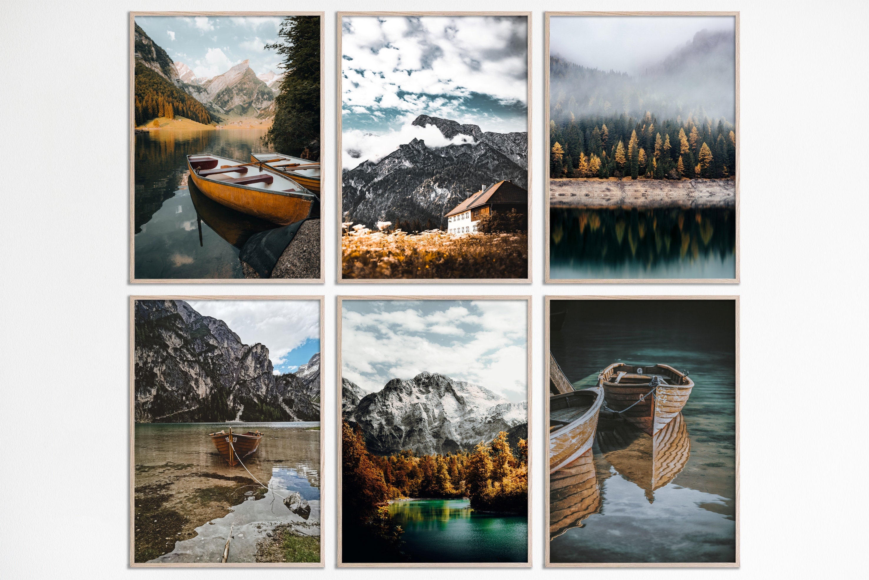 Set of 6 Nature Prints Rustic Lake Printable Photography Lake House ...