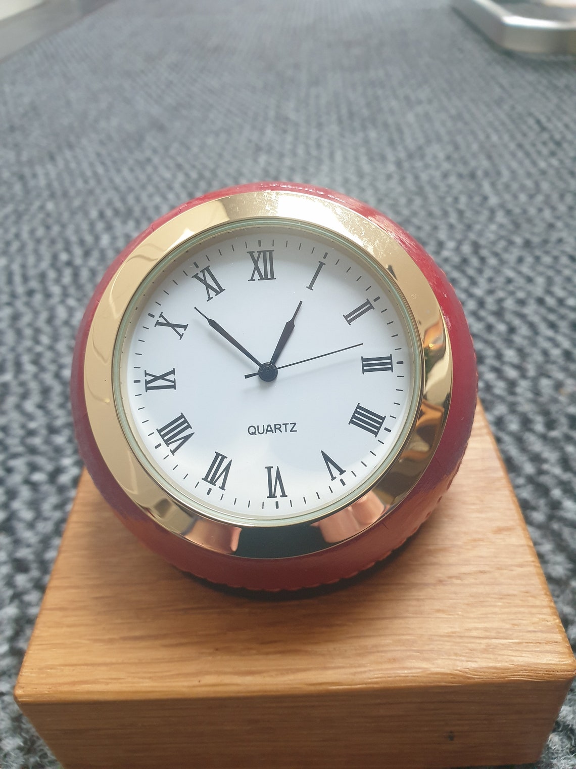 Cricket Ball Clock on Oak Base - Etsy