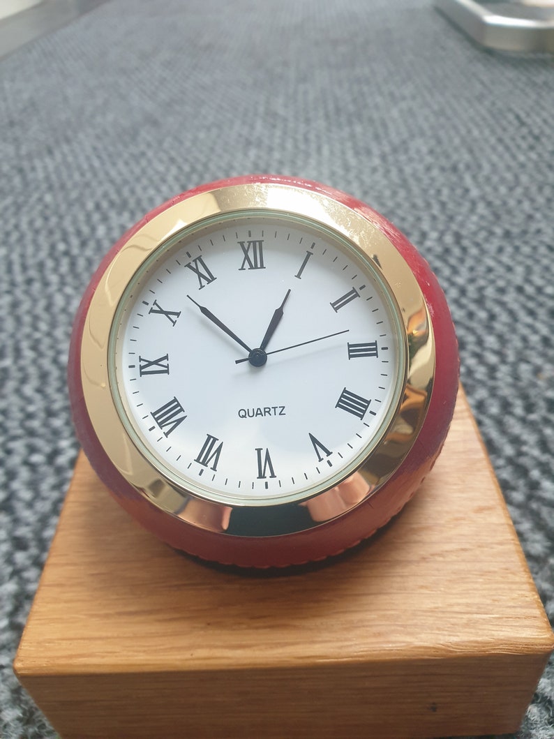 Cricket Ball Clock on Oak Base - Etsy