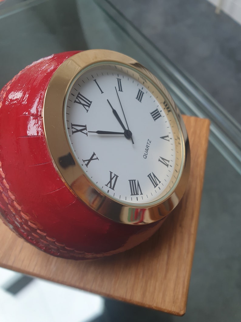 Cricket Ball Clock on Oak Base - Etsy