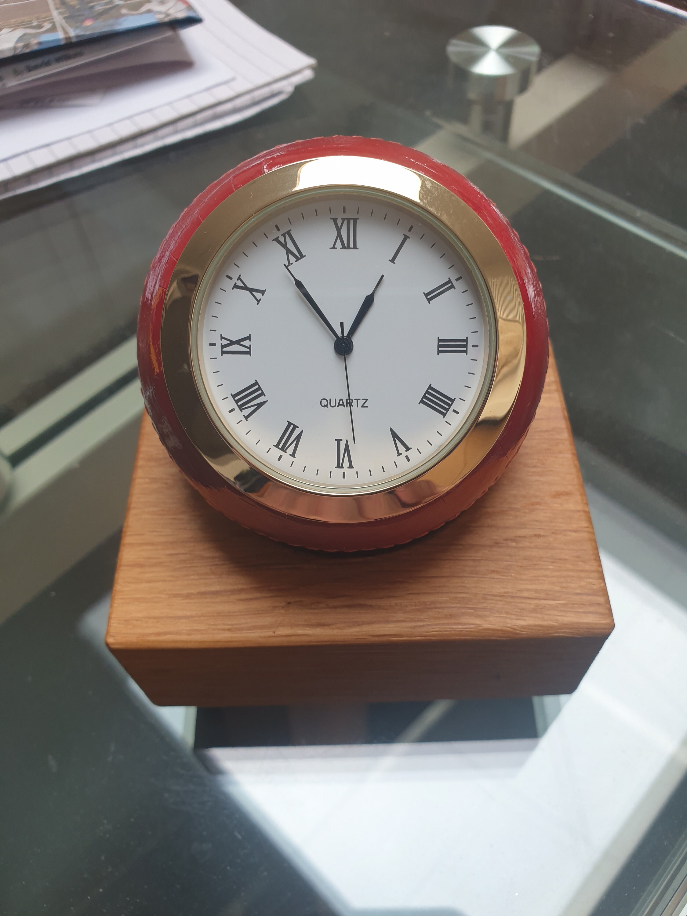 Cricket Ball Clock on Oak Base - Etsy