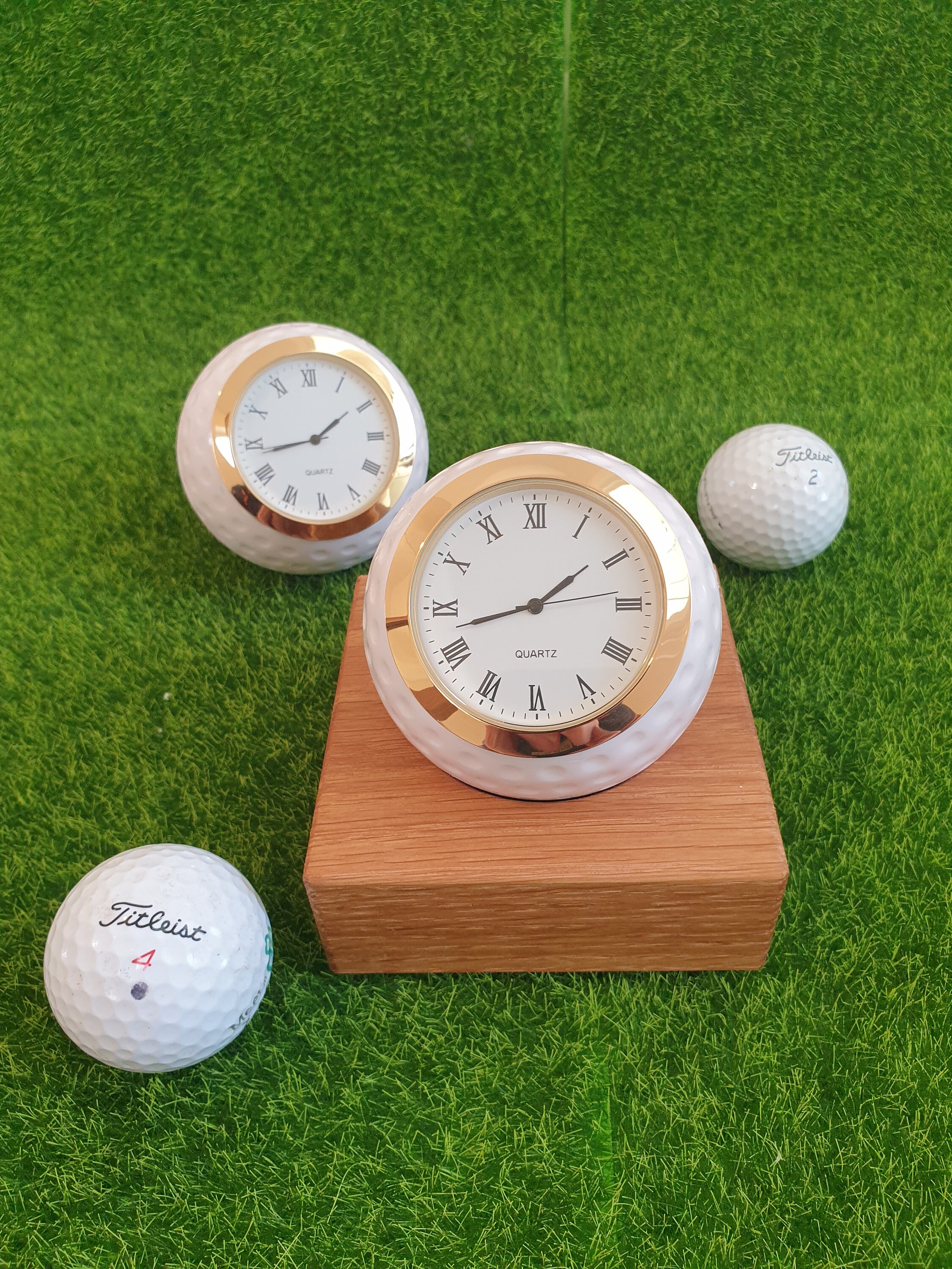 Golf Ball Clock on an Oak Presentation Plinth - Etsy