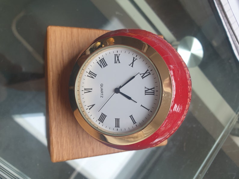 Cricket Ball Clock on Oak Base - Etsy