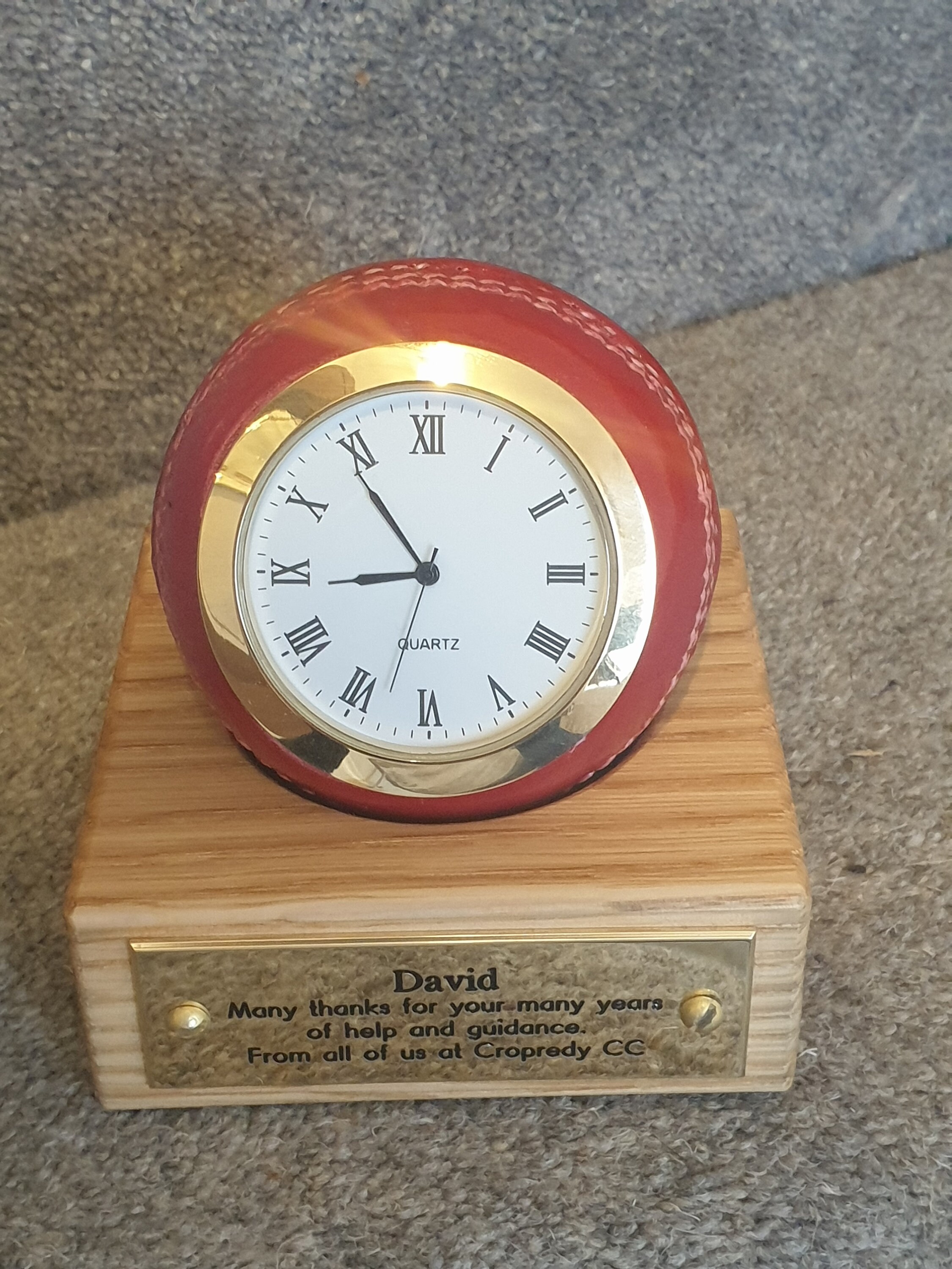 Cricket Ball Clock on Oak Base - Etsy