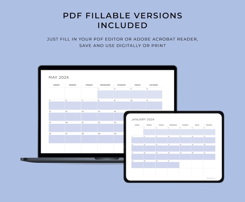 Printable Calendar 2024 Monthly Planner 2024 Instant Download Printable ...