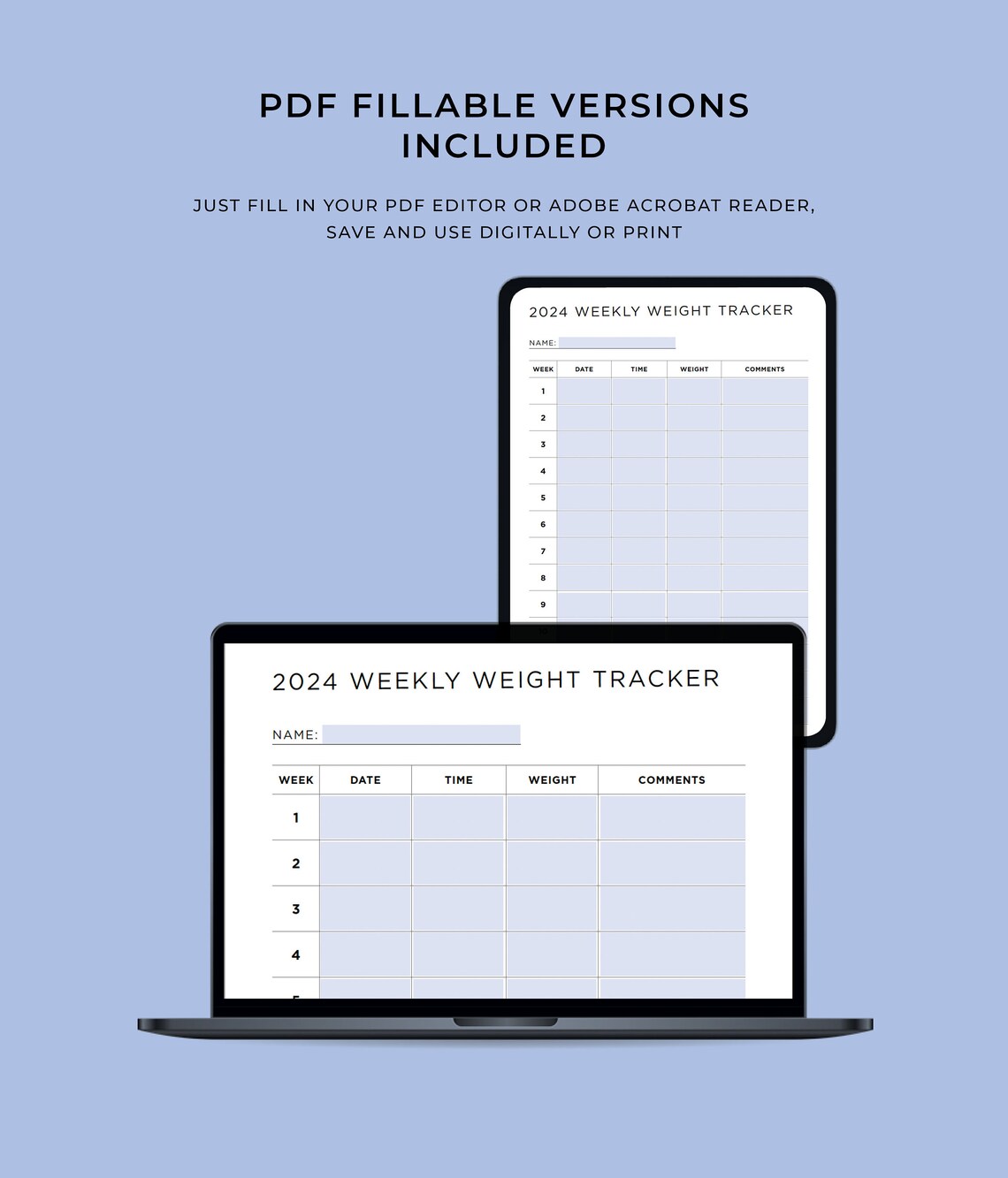 2024 Weekly Weight Tracker Weight Chart Weight Tracker Printable 2024 ...