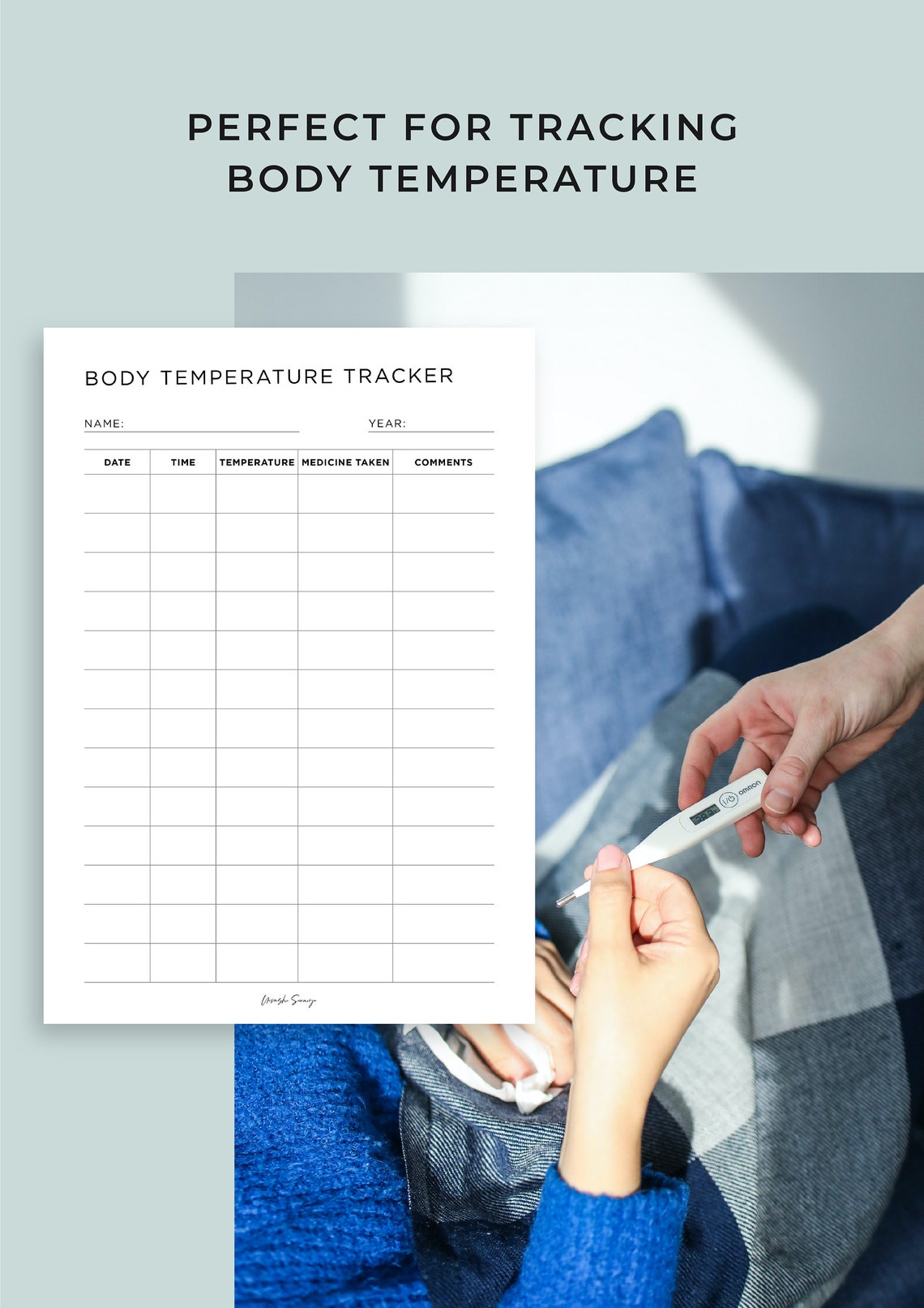 Body Temperature Log Fever Log Temperature Tracker Printable & PDF ...