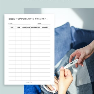 Body Temperature Log Fever Log Temperature Tracker Printable & PDF ...