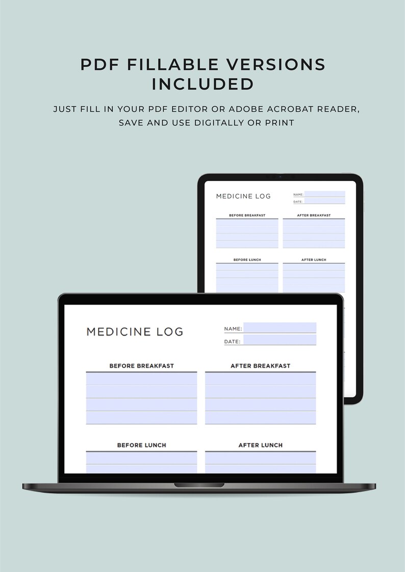Daily Medicine Log Medication Tracker Instant Download Printable and ...