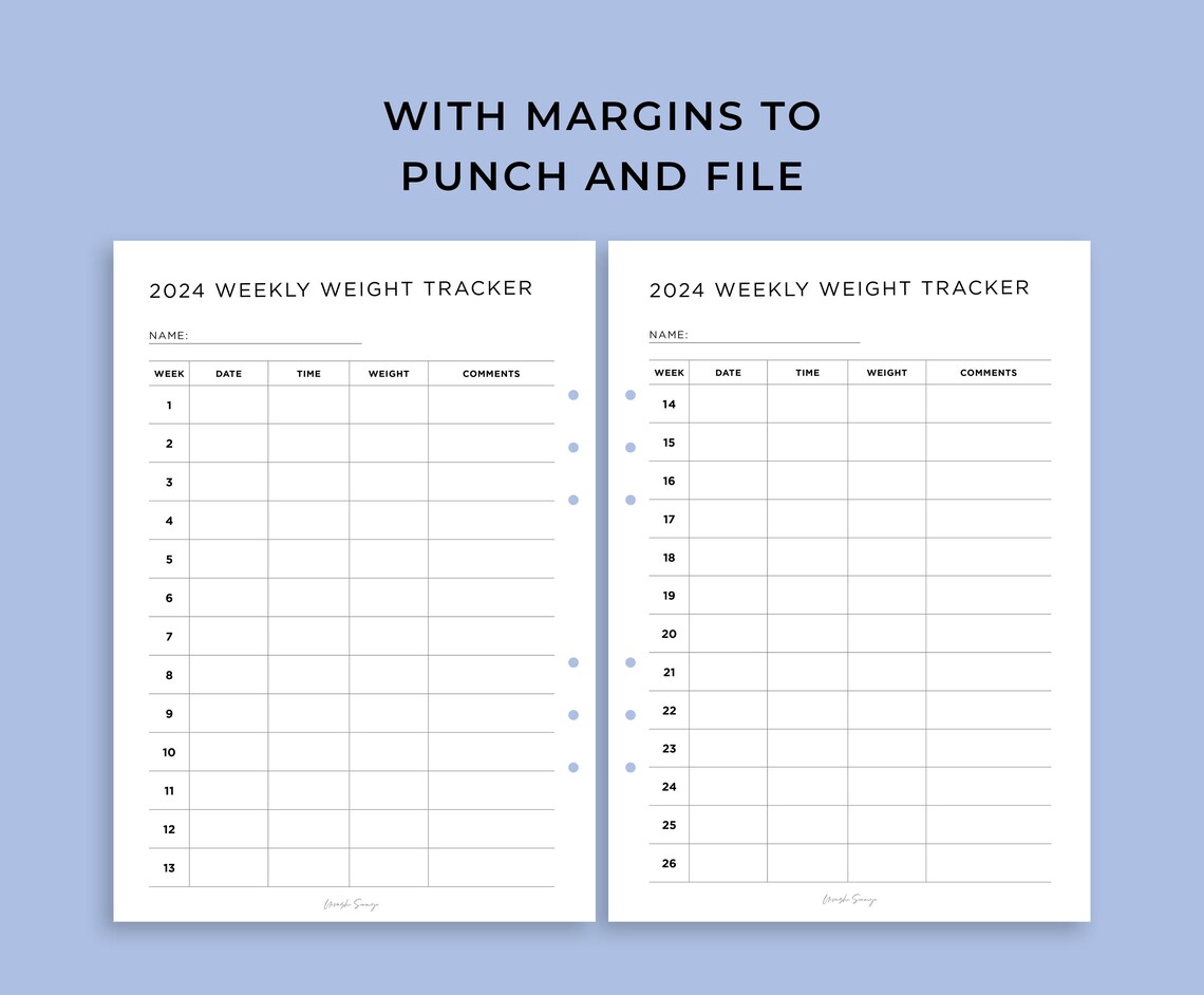 2024 Weekly Weight Tracker Weight Chart Weight Tracker Printable 2024 ...