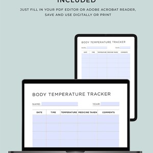 Body Temperature Log Fever Log Temperature Tracker Printable & PDF ...